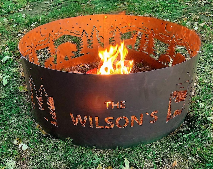 Custom Heavy Duty Metal Fire Pit Ring, Mystical Fire Ring, Personalized ...