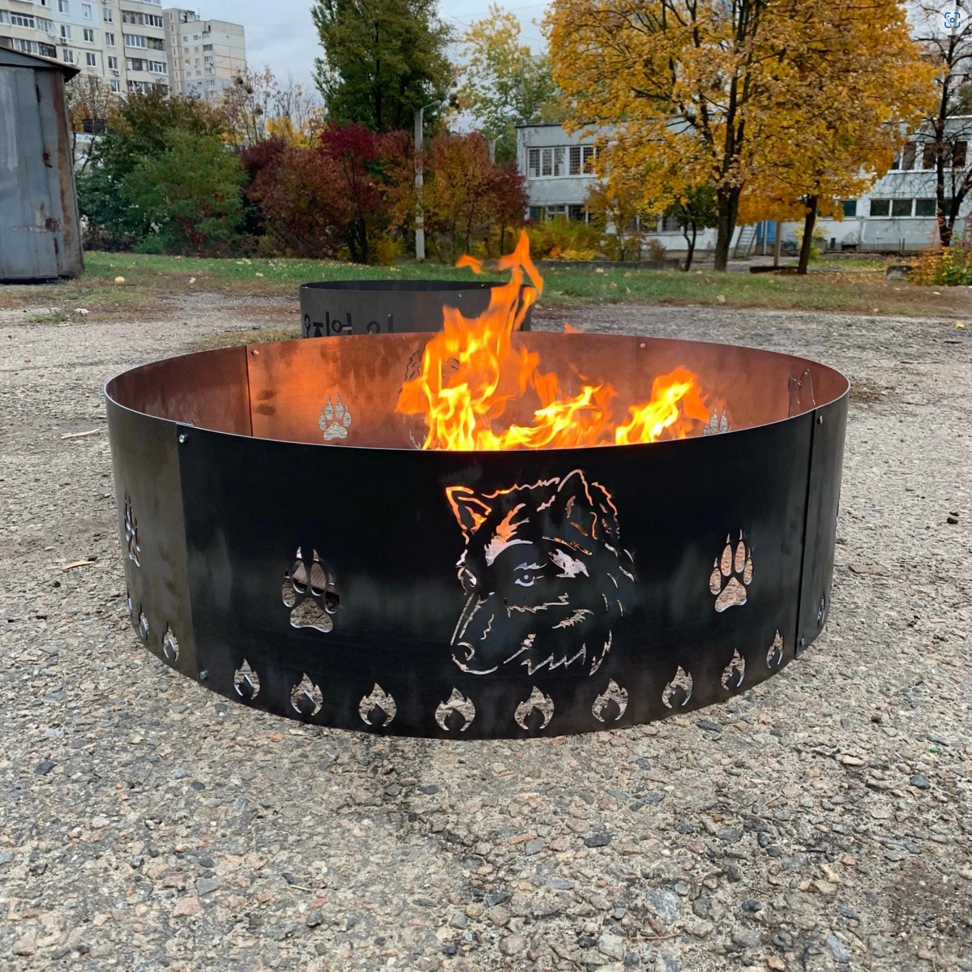 Wolf Fire Pit Ring: Heavy Duty Steel, Rustic Outdoor Decor - Etsy