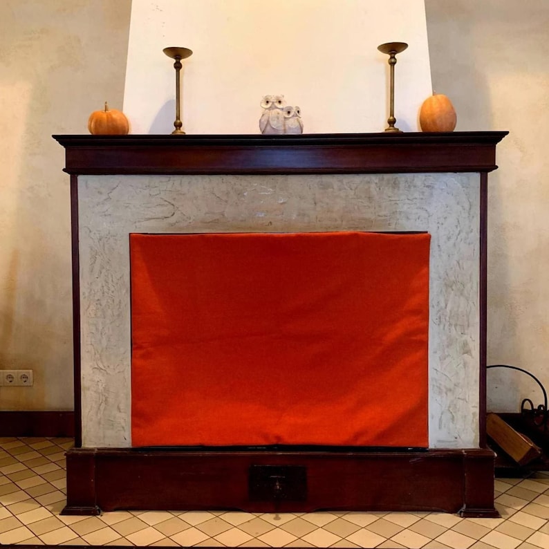 CUSTOM Fireplace Adhesive Screen, Fireplace Draft Cover With Grommets ...
