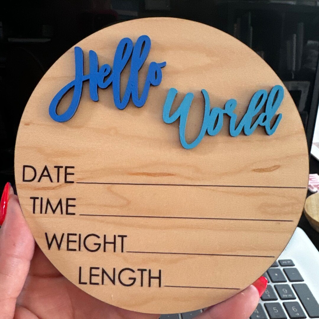 Personalized Wooden Birth Announcement - Round or Balloon Shape - Etsy