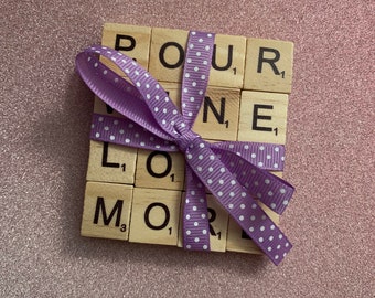 Coffee Themed Scrabble Tile Coasters - Etsy