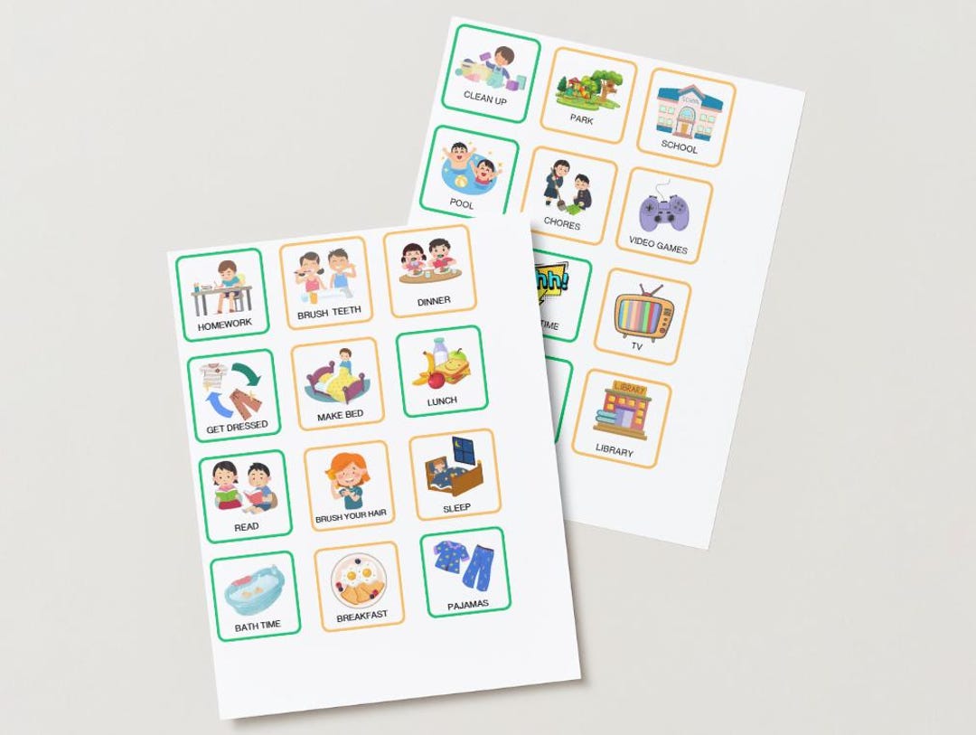 Daily Routine Chart, Daily Chore Printed Set of Magnet Tiles English or ...