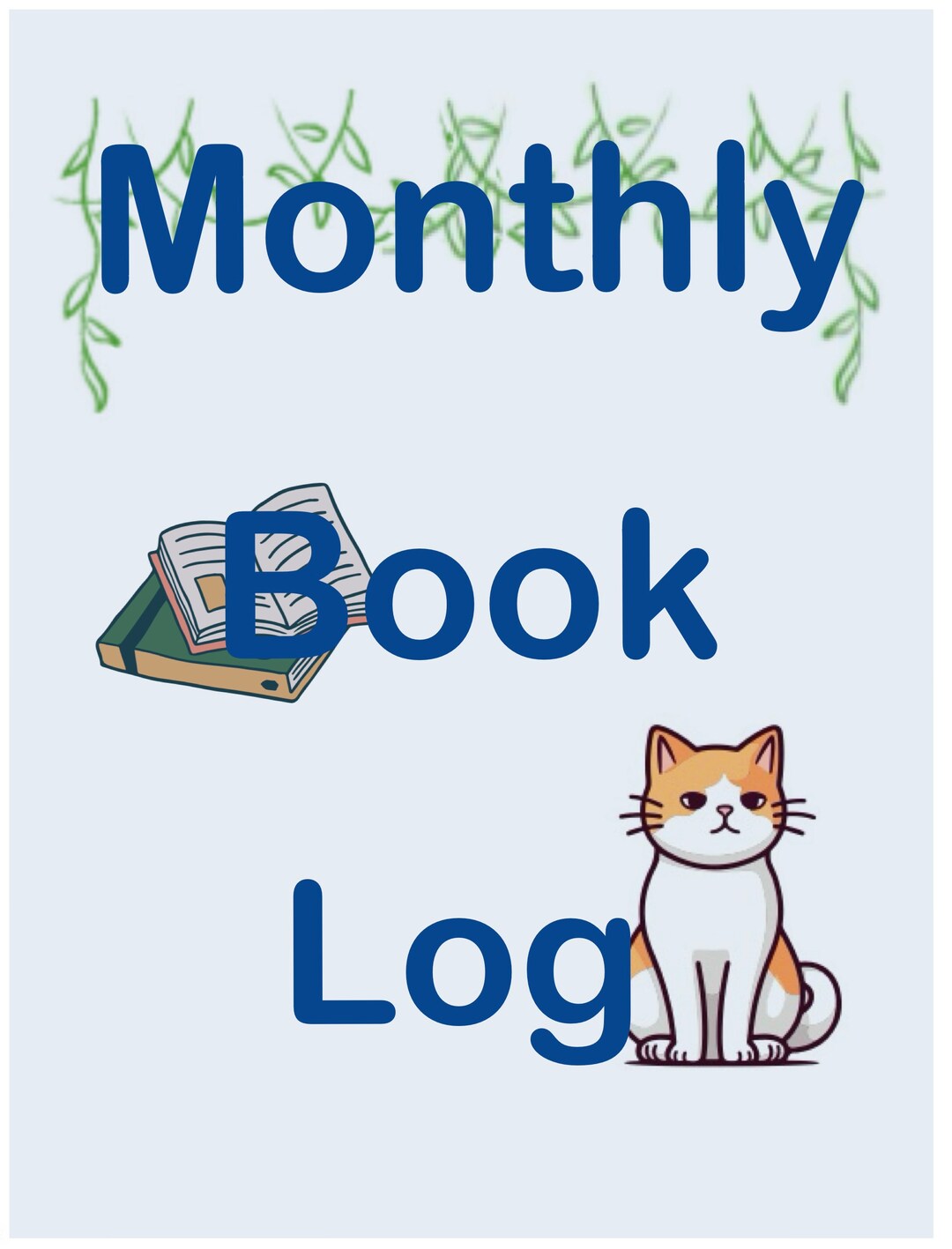 Monthly Book Log - Blue - Etsy