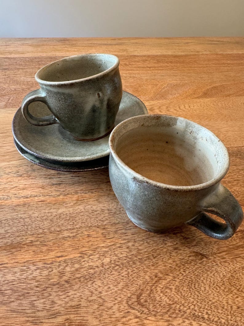Japanese Studio Pottery Coffee Cup and Saucer Sets Shigarakiyaki a Set ...