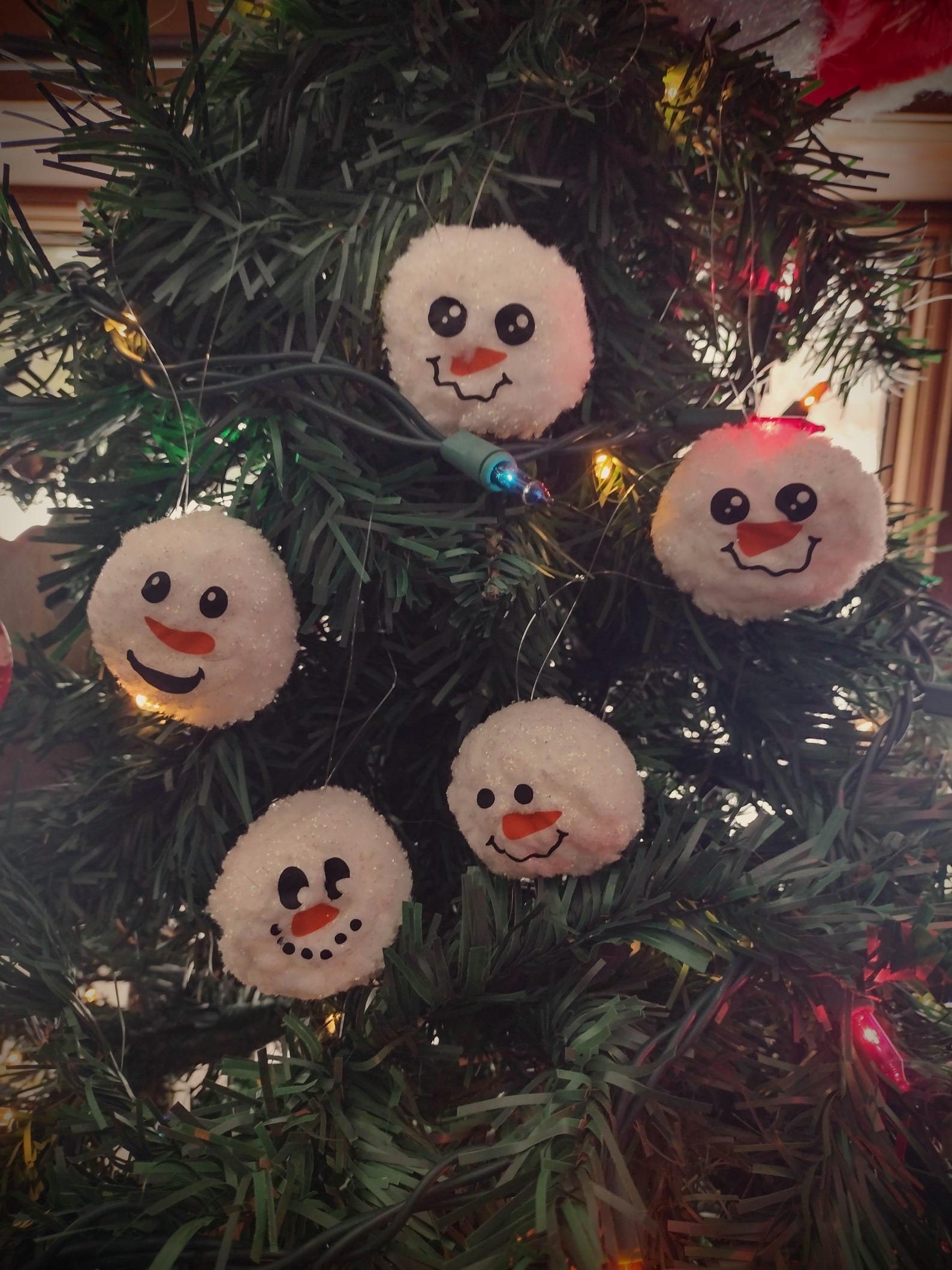 Snowman Face Ornaments (set of 5) - Etsy
