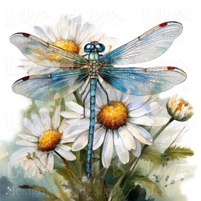 16 Garden Dragonflies and Flowers Clipart Images - Set 1 - Etsy