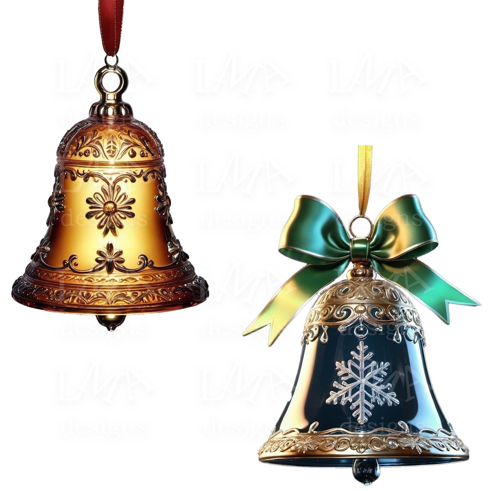 20 Christmas Bells for the Tree Clipart Images – Various Colors and ...