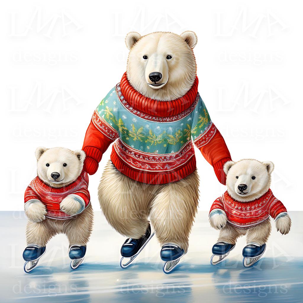 A Polar Bear Christmas - 12 Clipart Images - Etsy