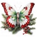 10 Christmas Butterflies in Red, Green and White Colors With Greenery ...
