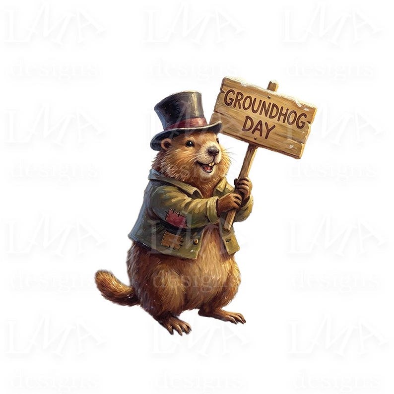 10 Groundhog Day Clipart Images – Set 3 - Etsy
