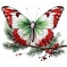 10 Christmas Butterflies in Red, Green and White Colors With Greenery ...