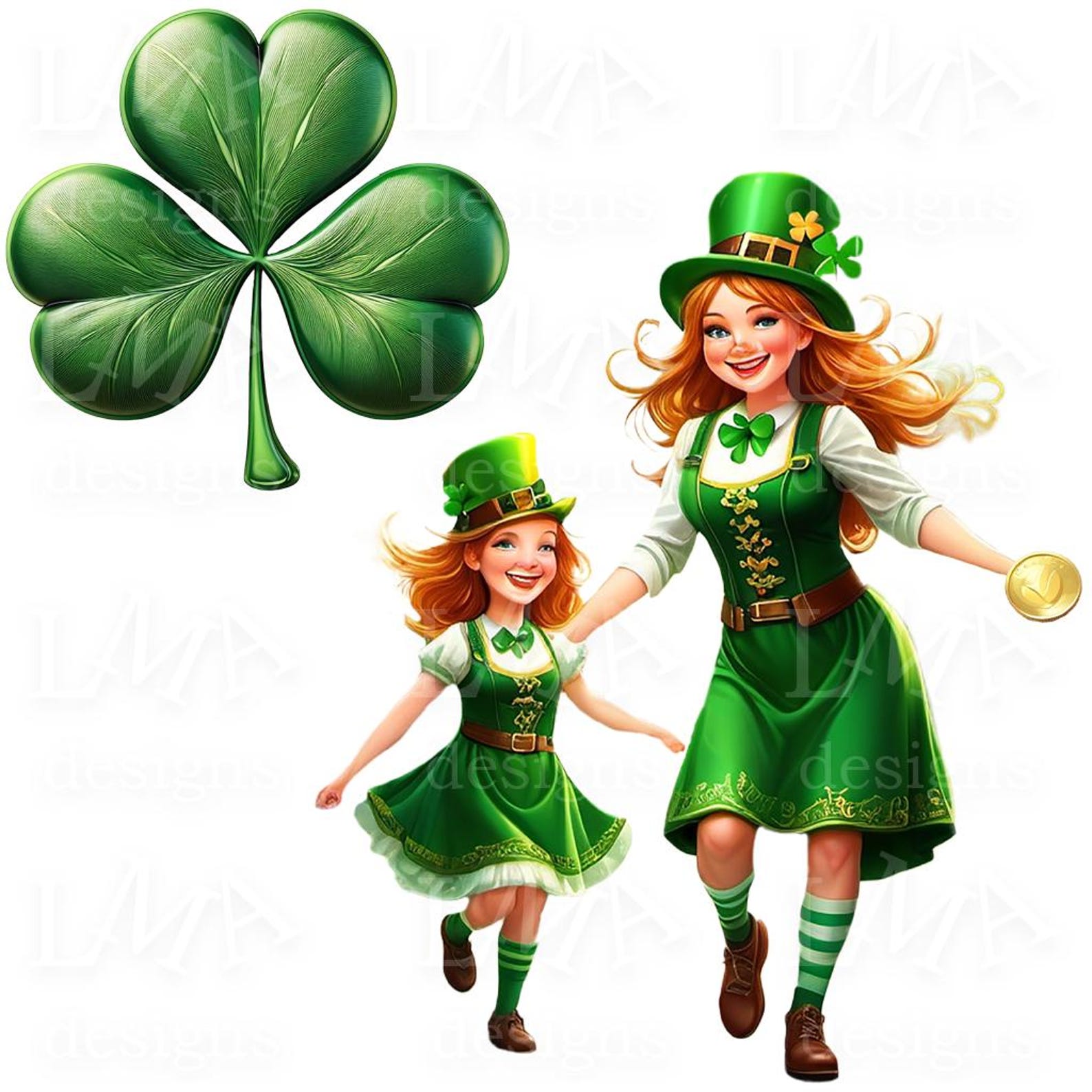 20 St. Patrick’s Day Leprechauns, Shamrocks, 4-leaf Clovers, Pot-o-gold ...