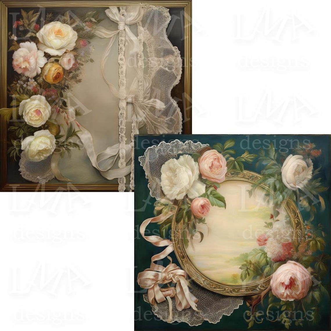 15 Victorian Lace and Ribbons Backgrounds Clipart Images - Etsy