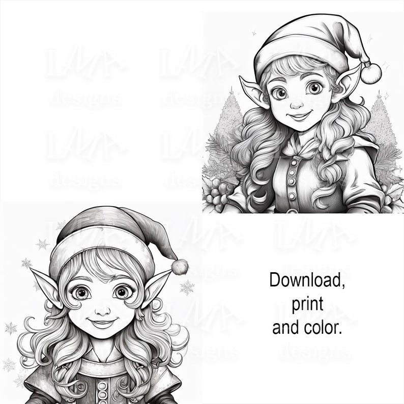 13 Christmas Coloring Page Images – Set 1 - Etsy