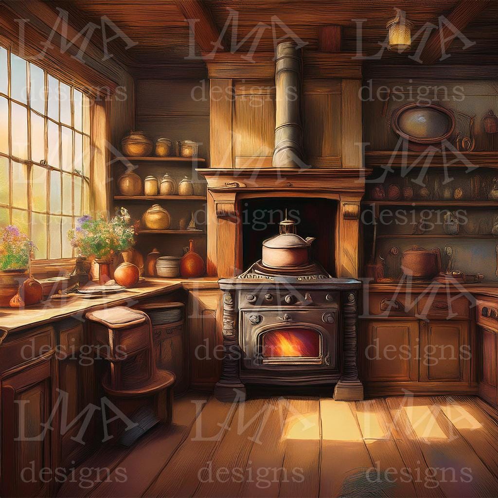 10 Early Victorian Kitchen Backgrounds – Set 3 - Clipart Images - Etsy
