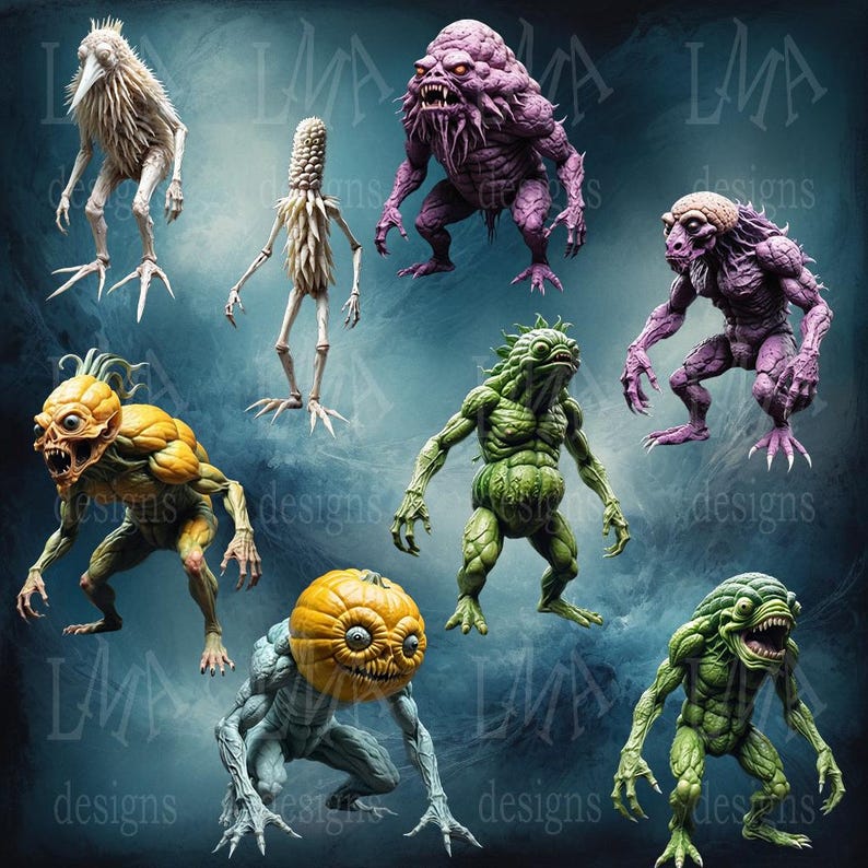 Creepy Vegetable Monster Clipart: Halloween Food Pngs (set 2) - Etsy