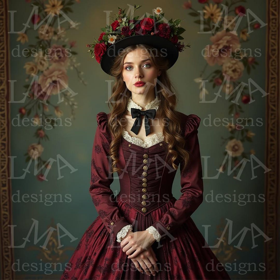 17 Victorian Pretty Girl Background Clipart Images – Set 1 - Etsy
