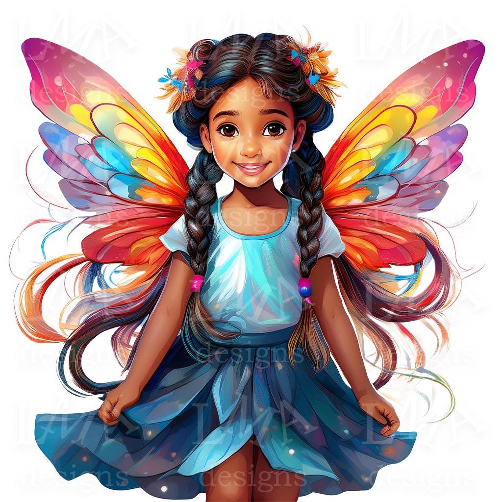 Little Girl Fairies - 10 Transparent Fairies With Brightly Colored ...