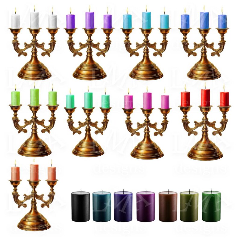 60 Candles and Holders Clipart Images, Various Colors and Shades - Etsy