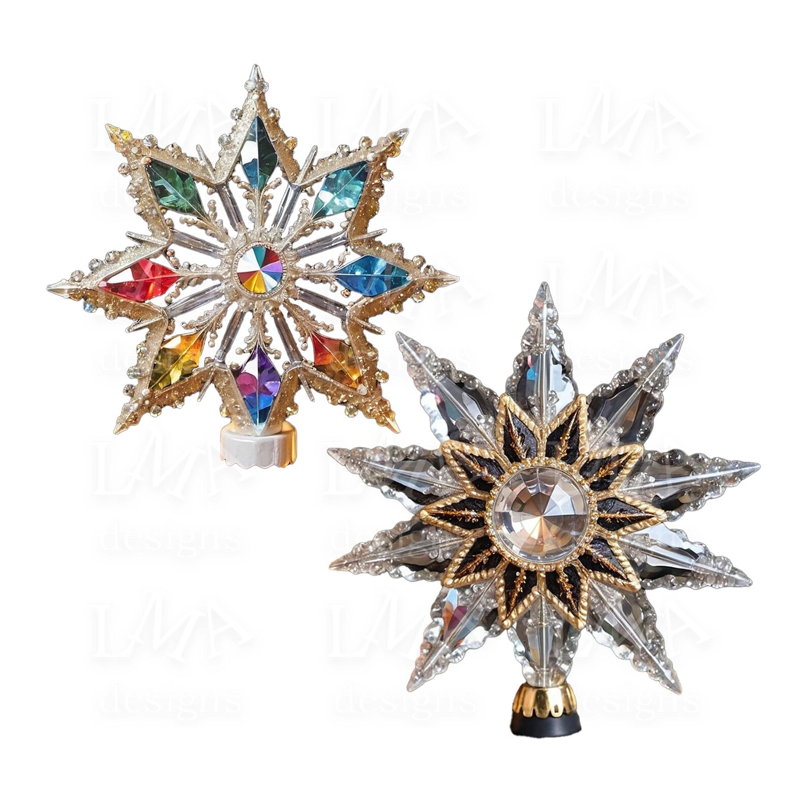 20 Christmas Tree Toppers Clipart Images – Various Colors and Types - Etsy