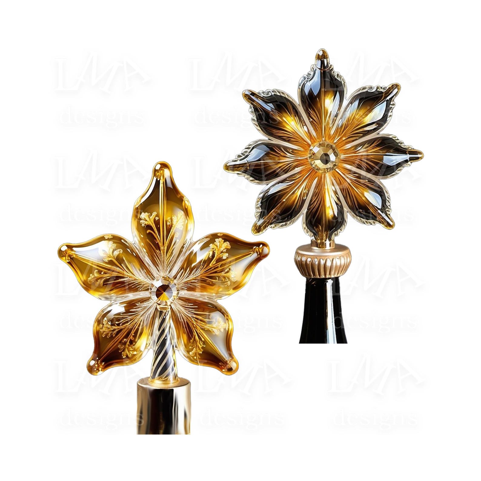 20 Christmas Tree Toppers Clipart Images – Various Colors and Types - Etsy