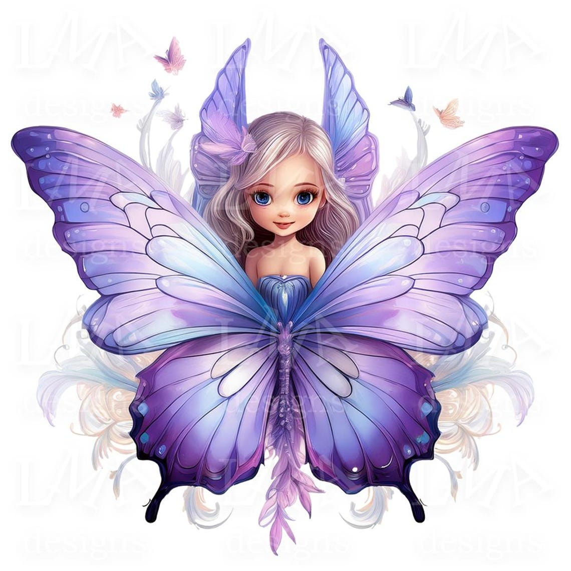 Butterfly Fairies Clipart: 9 Transparent PNG Images - Etsy