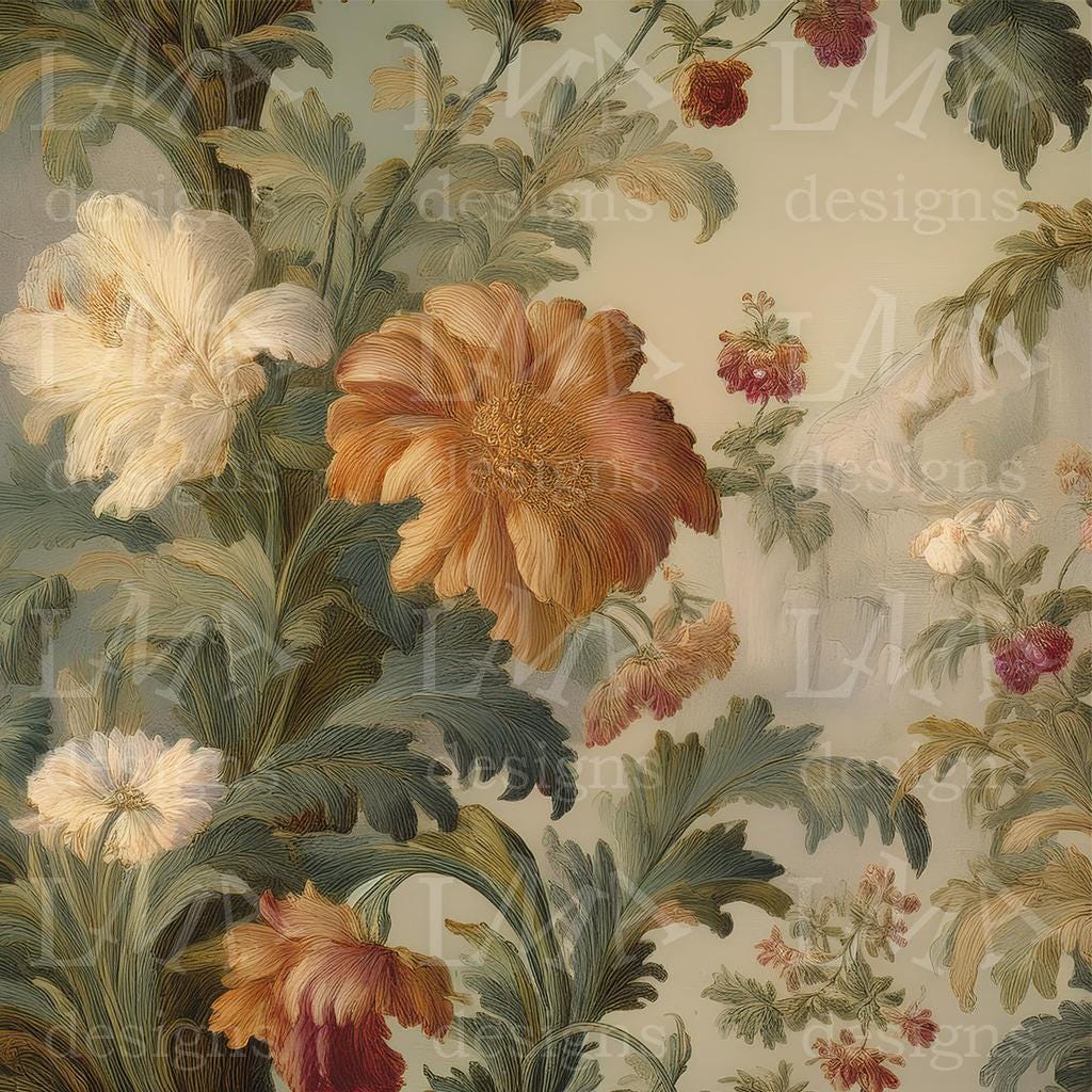 10 Victorian Wallpaper Background Clipart Images – Mixed Floral Colors ...
