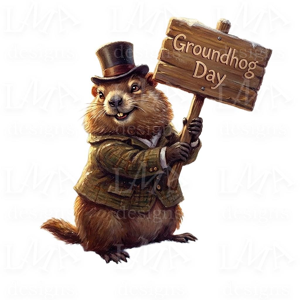 10 Groundhog Day Clipart Images – Set 3 - Etsy