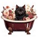 Playful Kittens in Maroon Victorian Tubs With Colorful Flowers. - Etsy