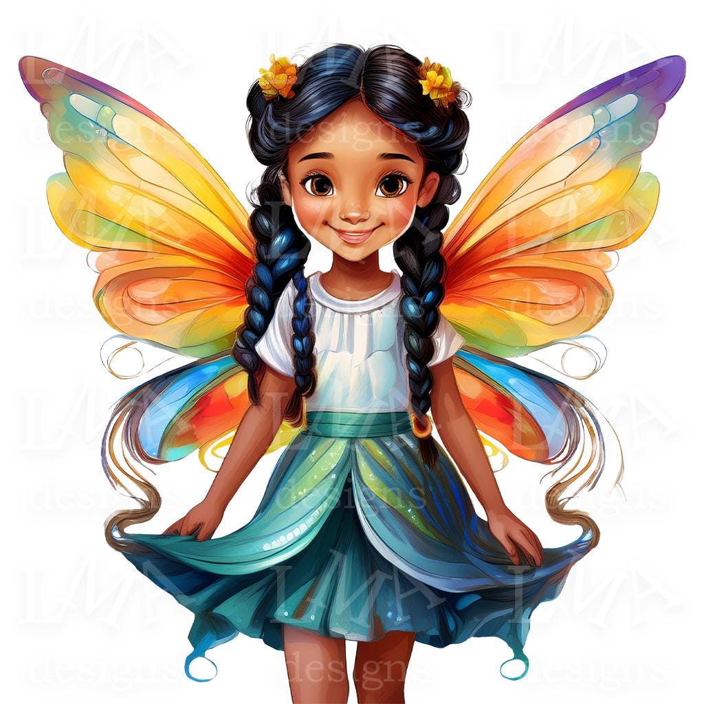 Little Girl Fairies - 10 Transparent Fairies With Brightly Colored ...