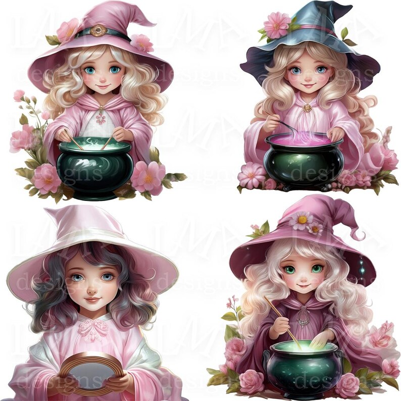 Little Witches Clipart: 30 PNG Images for Commercial Use - Etsy