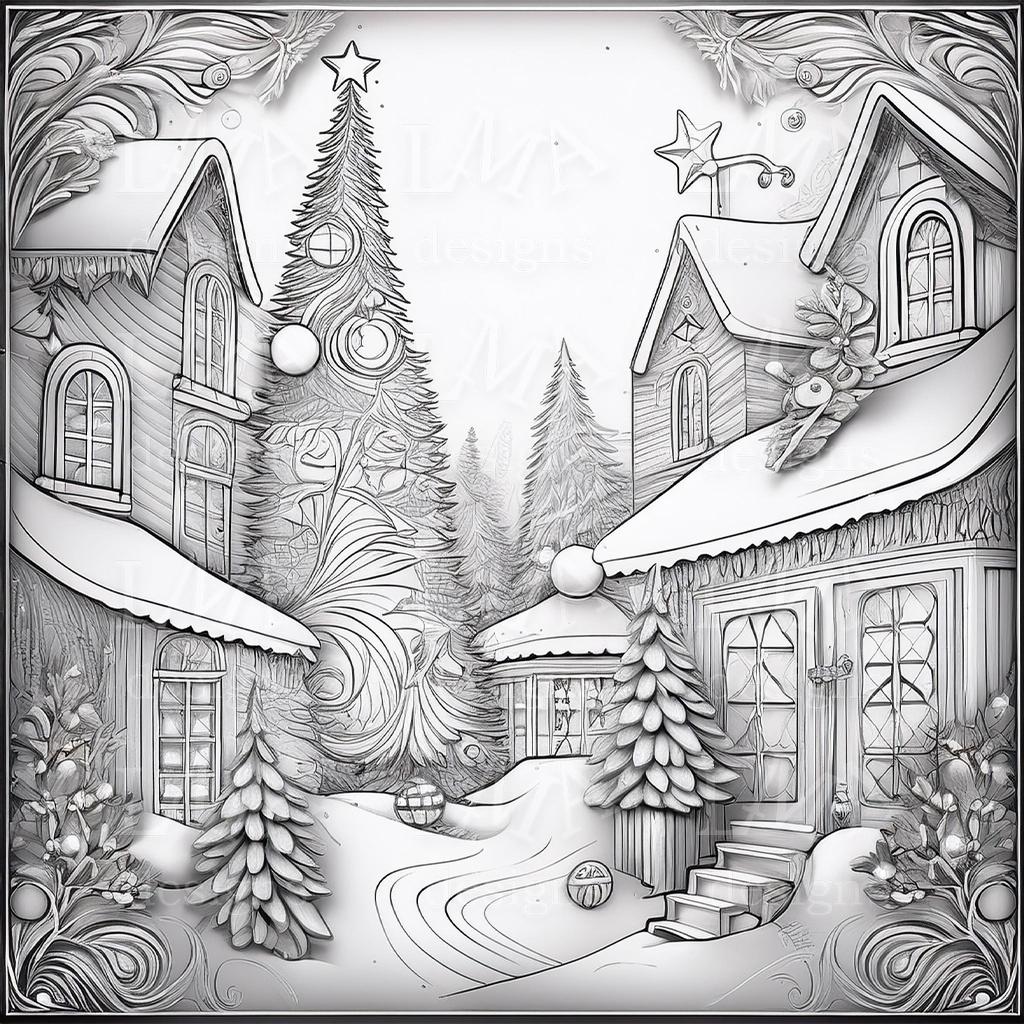 13 Christmas Coloring Page Images – Set 1 - Etsy