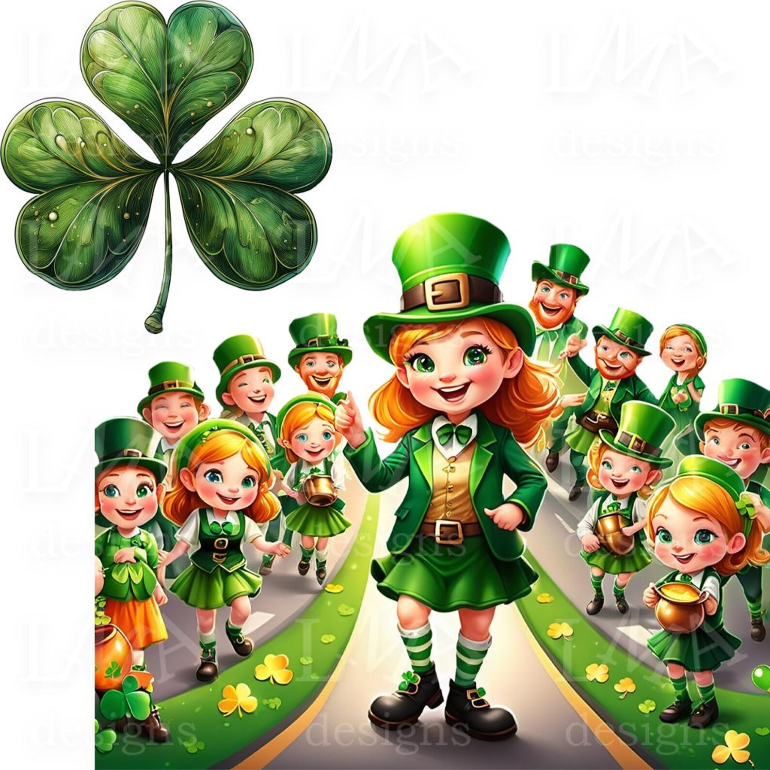 20 St. Patrick’s Day Leprechauns, Shamrocks, 4-leaf Clovers, Pot-o-gold ...