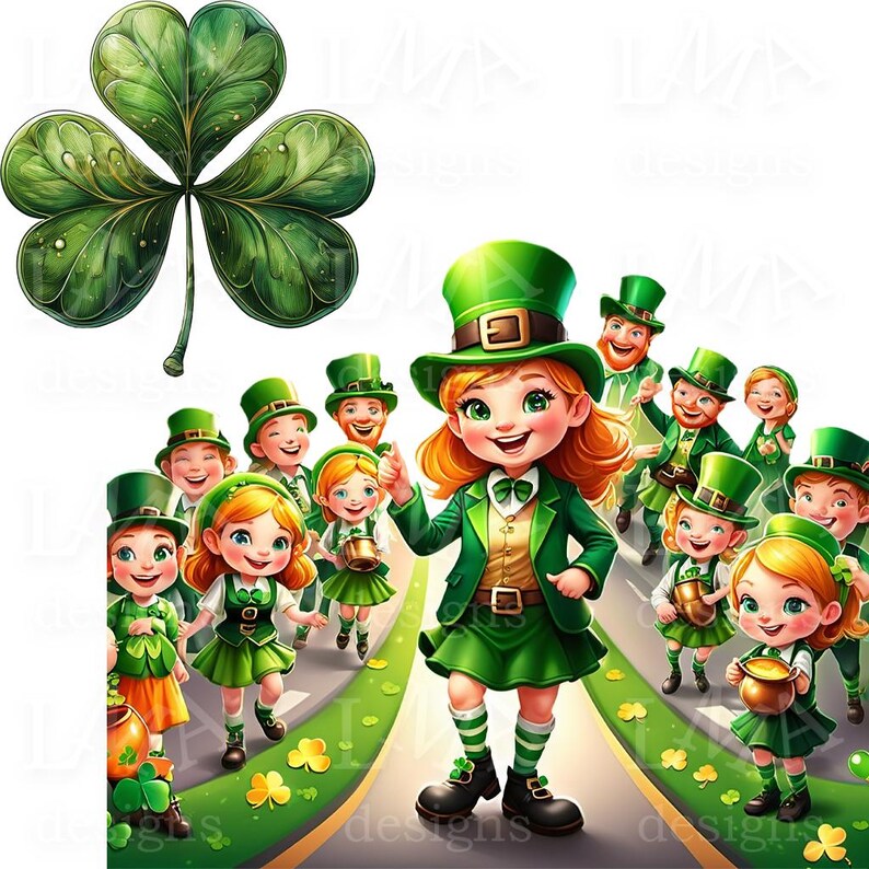20 St. Patrick’s Day Leprechauns, Shamrocks, 4-leaf Clovers, Pot-o-gold ...