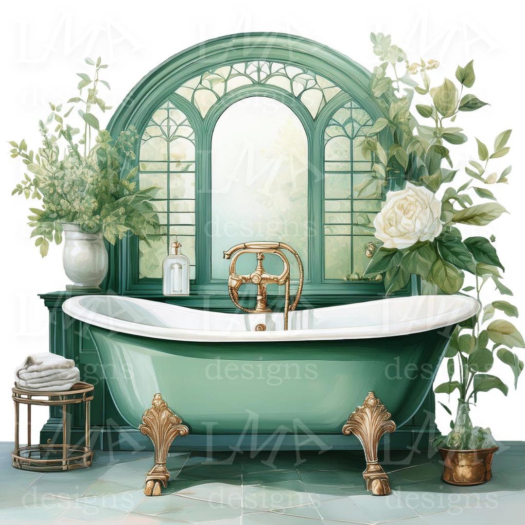 10 Victorian Bathroom Clipart Images - Etsy