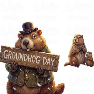 10 Groundhog Day Clipart Images – Set 3 - Etsy
