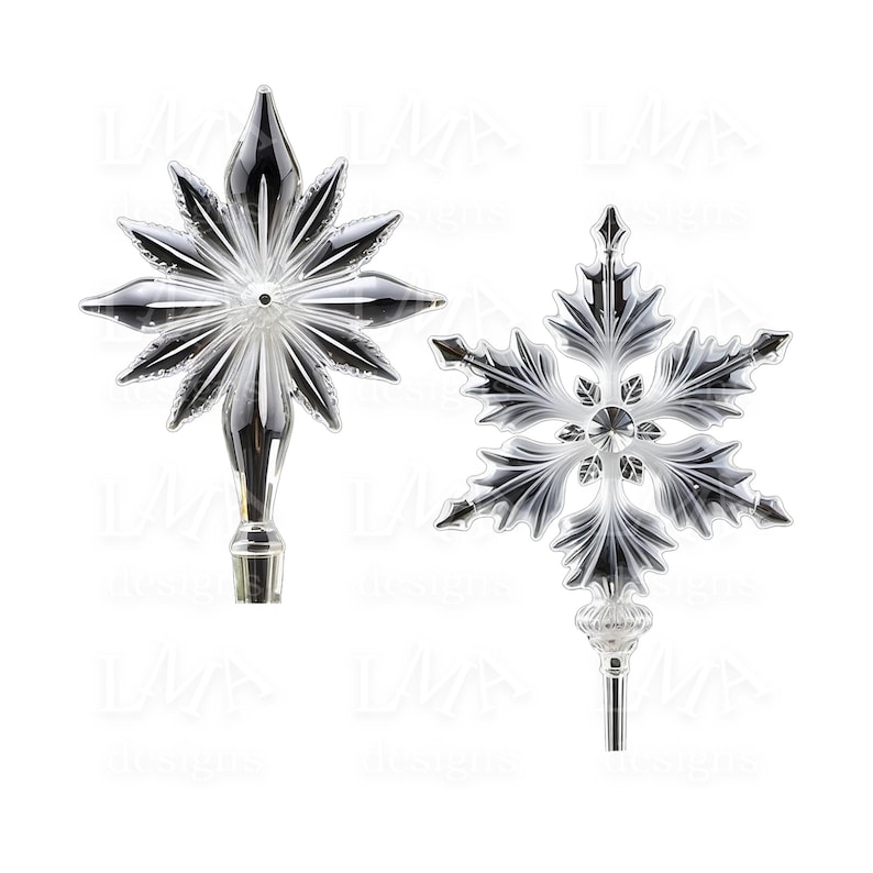 20 Christmas Tree Toppers Clipart Images – Various Colors and Types - Etsy