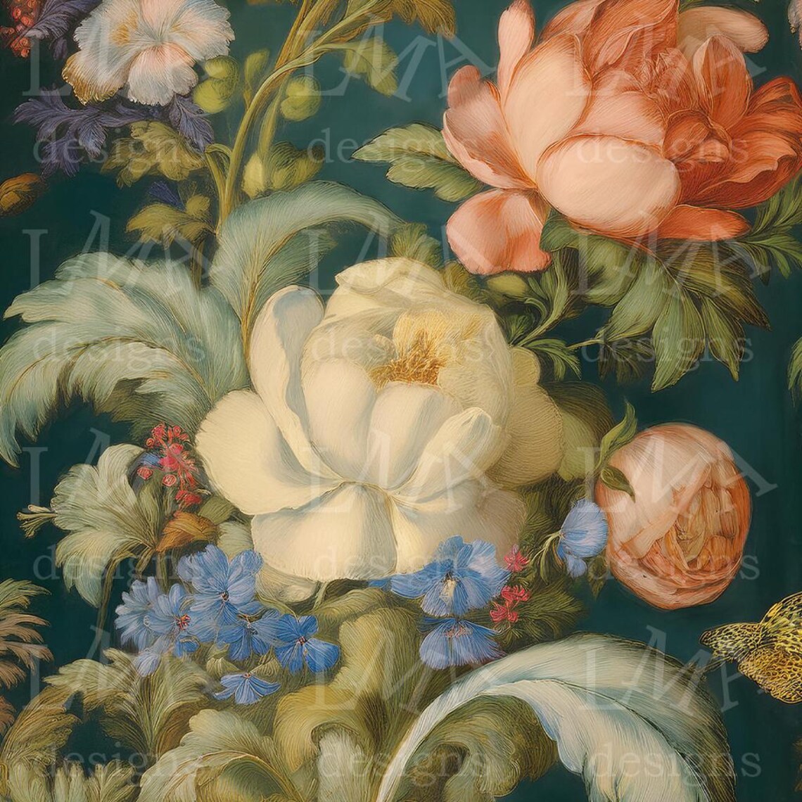 10 Victorian Wallpaper Background Clipart Images – Mixed Floral Colors ...