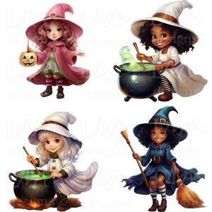 Little Witches Clipart: 30 PNG Images for Commercial Use - Etsy
