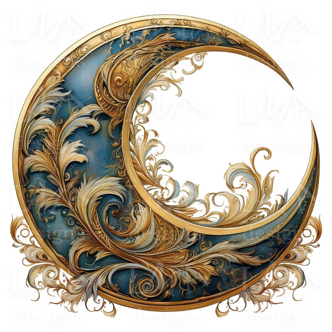 12 Victorian Symbols & Symbolism – Crescent Moon and Stars – Set 5 ...