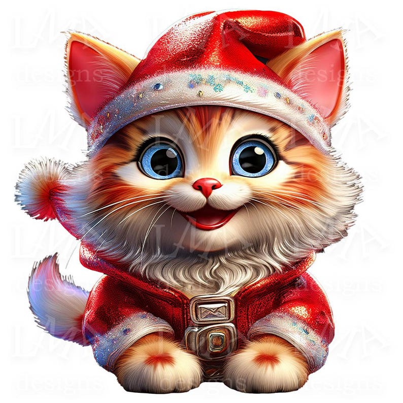 12 Kitten Santas in Christmas Outfits Clipart Images - Etsy