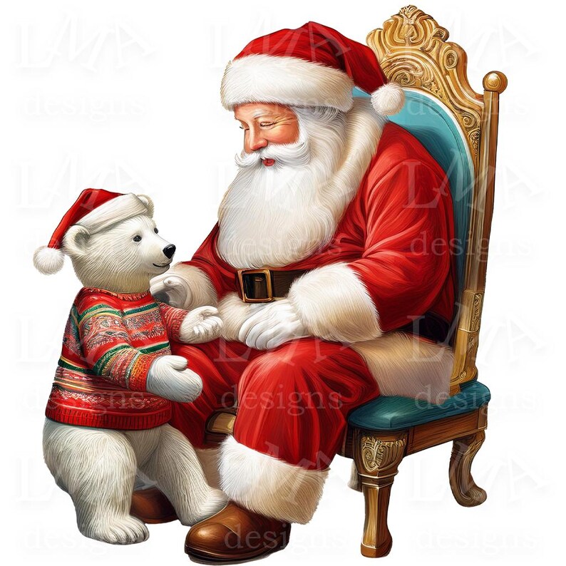 A Polar Bear Christmas - 12 Clipart Images - Etsy