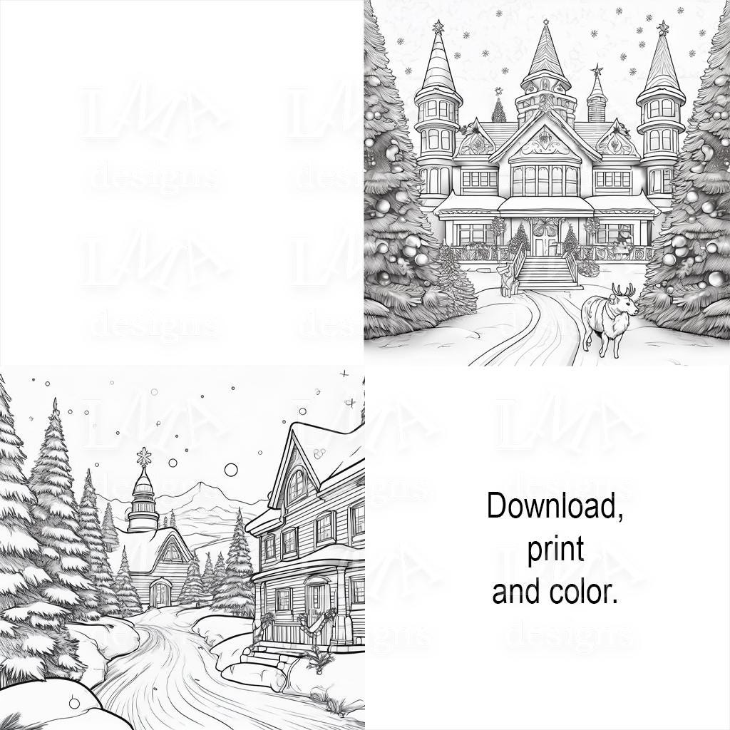 13 Christmas Coloring Page Images – Set 1 - Etsy