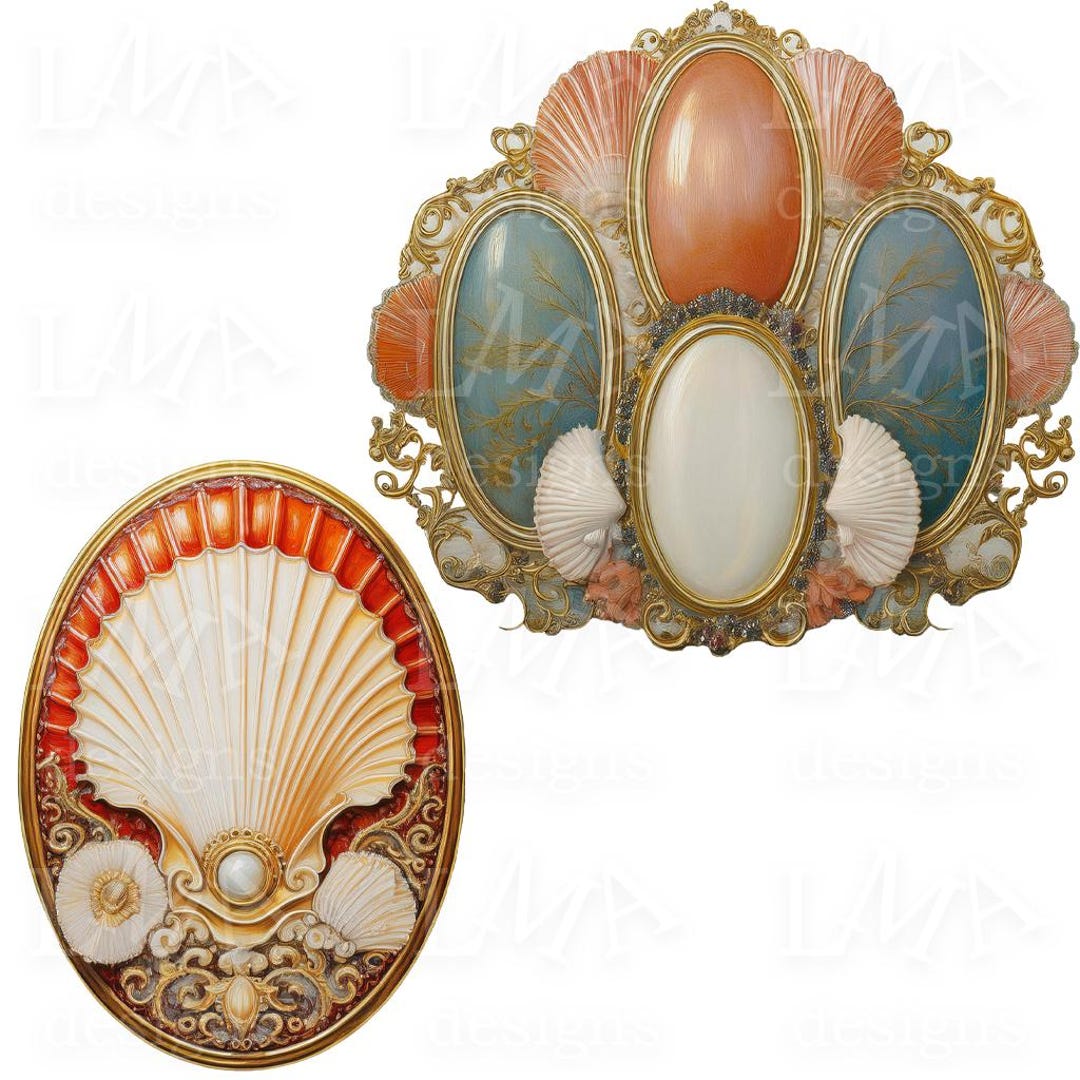24 Victorian Symbols & Symbolism – Coral Shell Cameo – Set 4 - Clipart ...