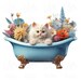 Playful Kittens in Blue Victorian Tubs With Colorful Flowers. - Etsy