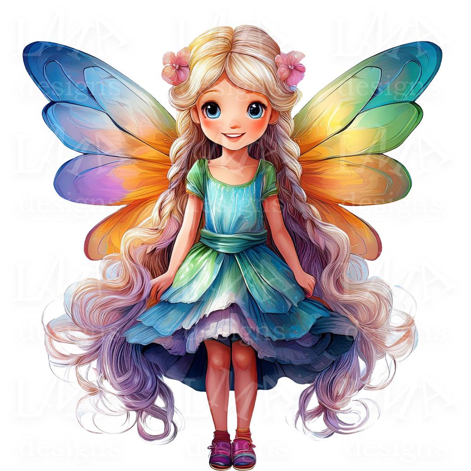 Little Girl Fairies - 10 Transparent Fairies With Brightly Colored ...