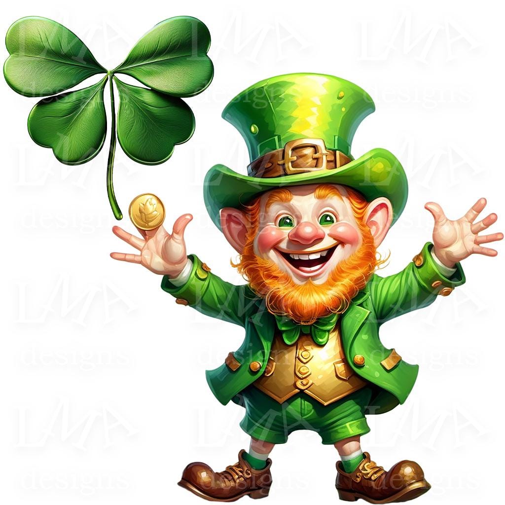 20 St. Patrick’s Day Leprechauns, Shamrocks, 4-leaf Clovers, Pot-o-gold ...