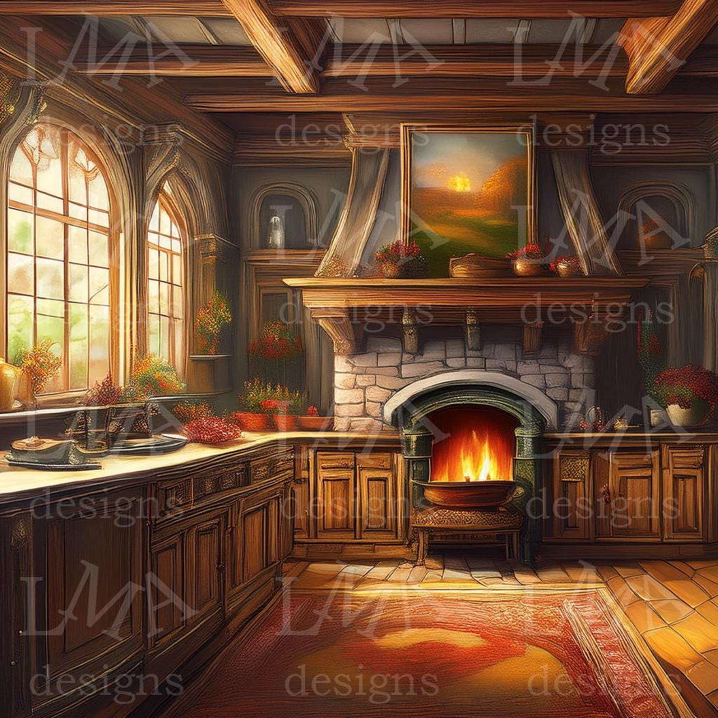 10 Early Victorian Kitchen Backgrounds – Set 2 - Clipart Images - Etsy