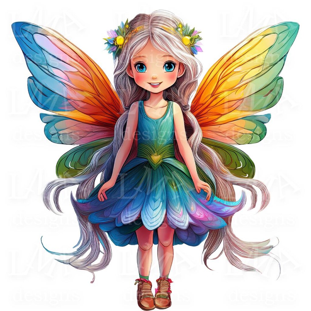 Little Girl Fairies - 10 Transparent Fairies With Brightly Colored ...