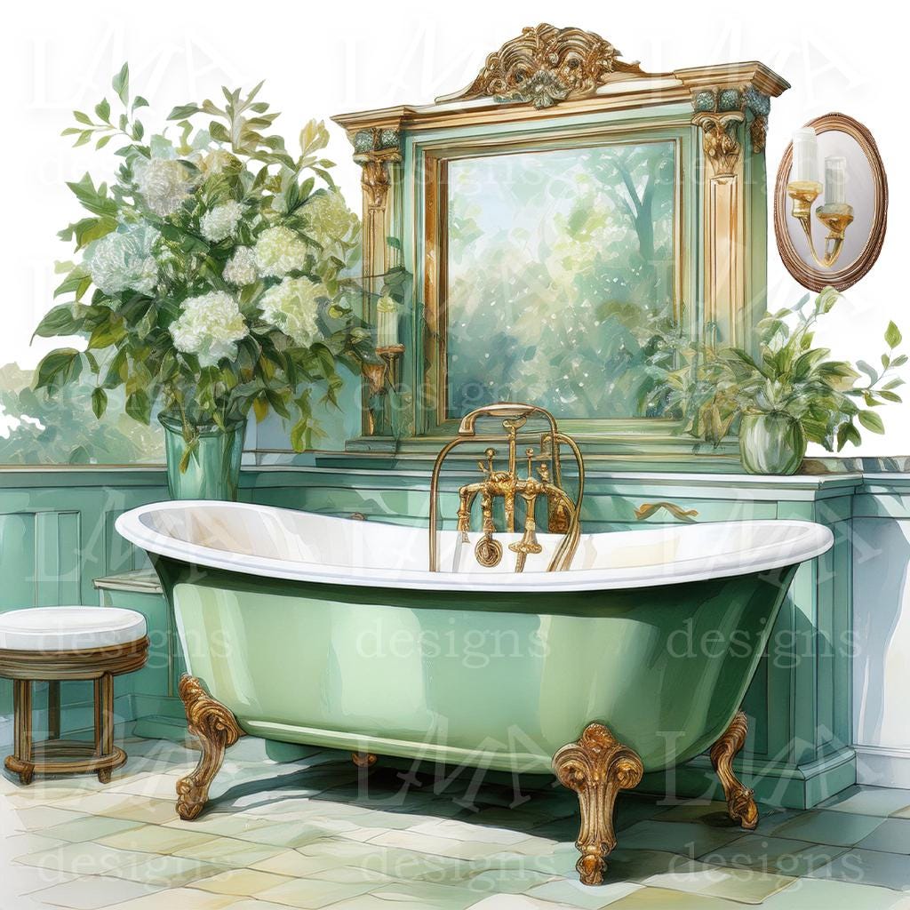 10 Victorian Bathroom Clipart Images - Etsy